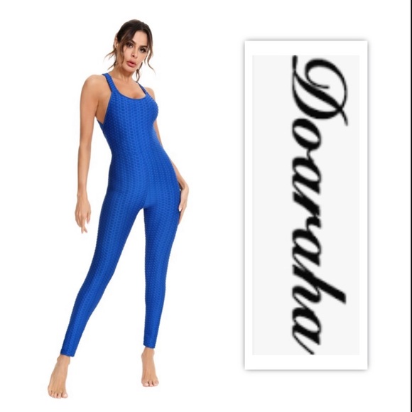 doaraha | Pants & Jumpsuits | Doaraha Blue Bubble Jacquard Crossover ...